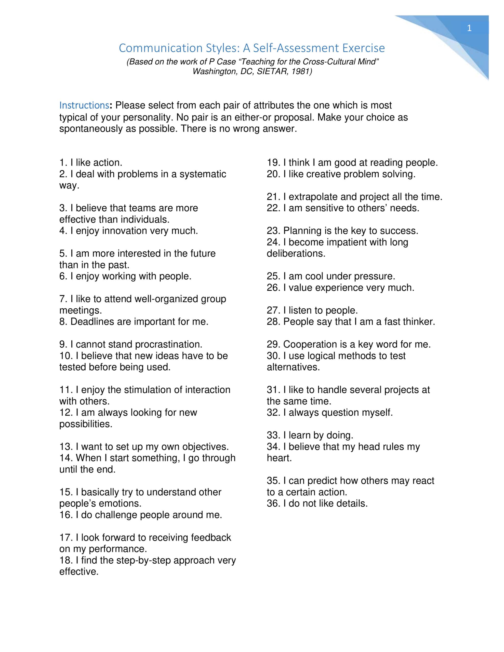 Supplemental Talk: Communication Styles Self-Assessment for Interpersonal Effectiveness ...